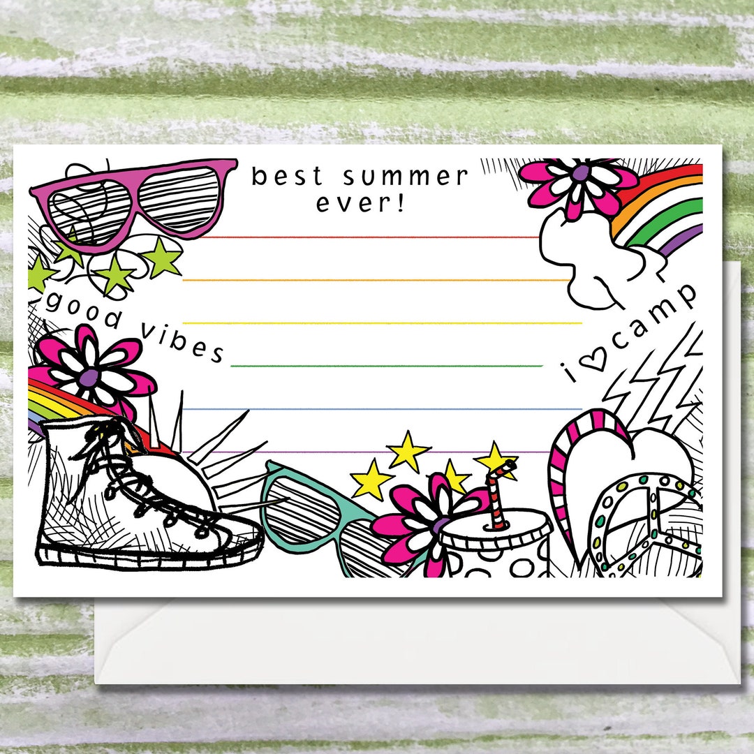 Personalized Camp Stationery. Bunk Notes. Girl's Graffiti Coloring Book ...