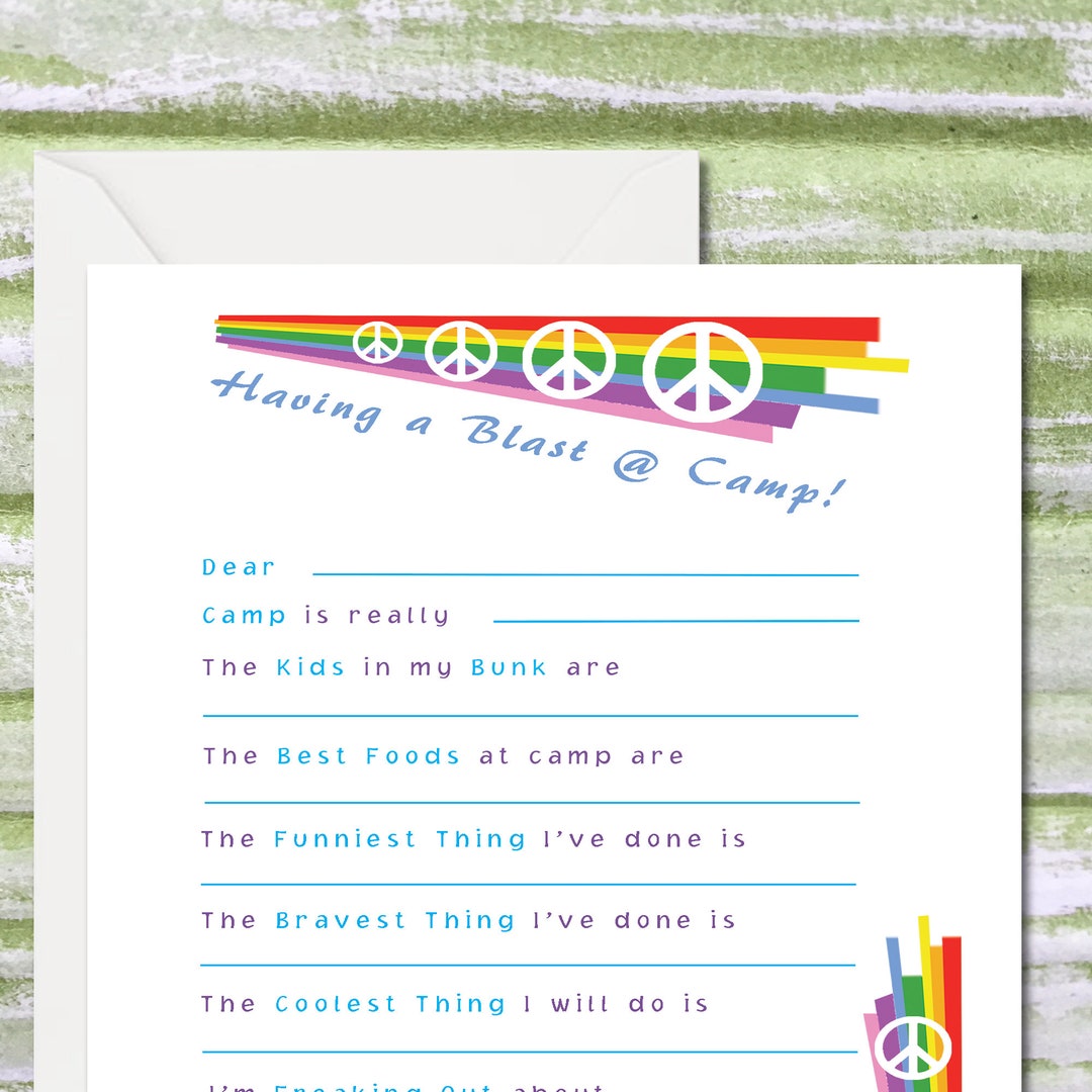 Personalized Camp Stationery. Bunk Notes. Rainbow, Peace, Having a ...