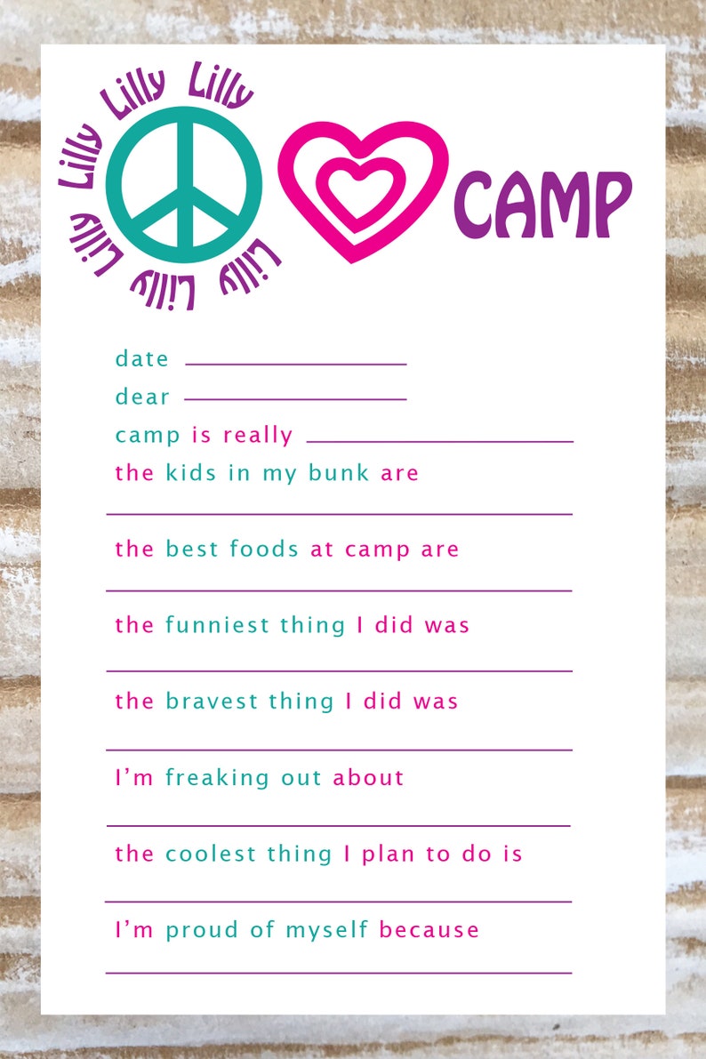 Camp Stationery. Personalized Camp Notes. Peace, Love, Camp. Bunk Notes ...