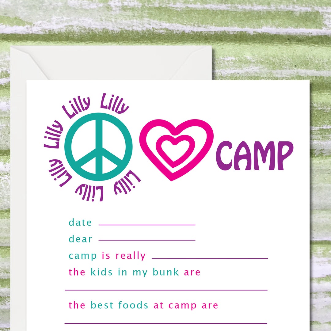 Camp Stationery. Personalized Camp Notes. Peace, Love, Camp. Bunk Notes ...