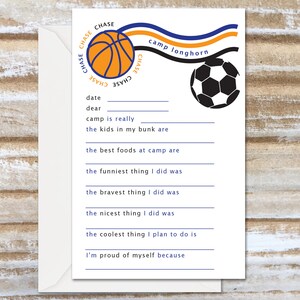 Personal Bunk Notes. Boys Camp Stationery. Your Message + Name. Soccer ...
