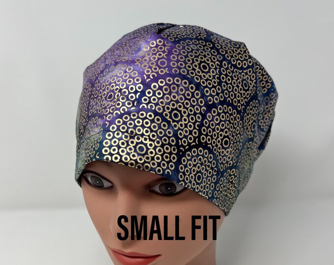 Spherical Floral Batik Euro Scrub Cap, SMALL/CLOSE Fit, Euro Scrub Hat ...