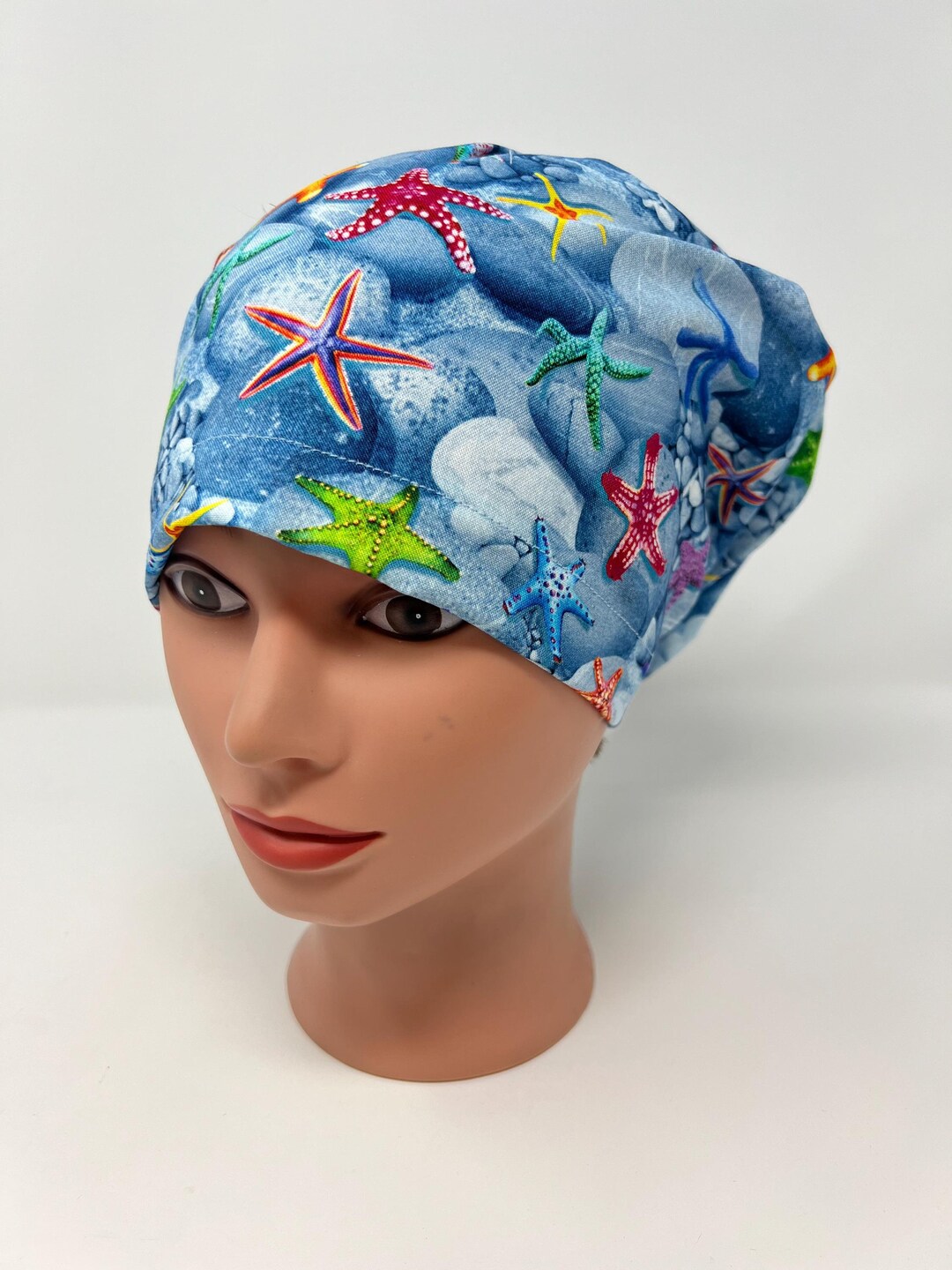 Starfish Sea Euro Scrub Cap, Euro Scrub Hat, Surgical Hat, Nurse, Chemo ...