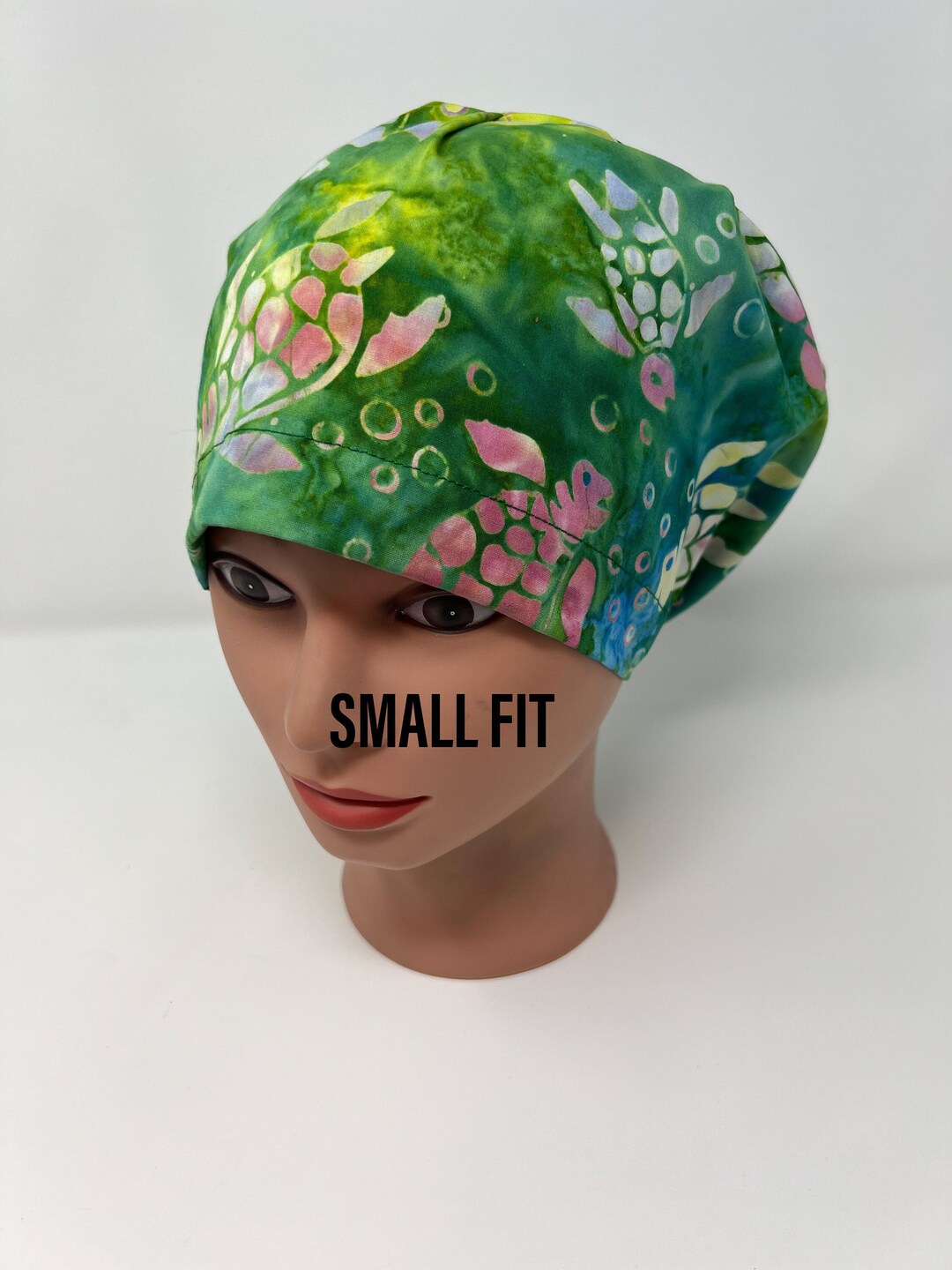 Hawaiian Sea Turtle Batik Euro Scrub Cap, SMALL/CLOSE Fit, Euro Scrub ...