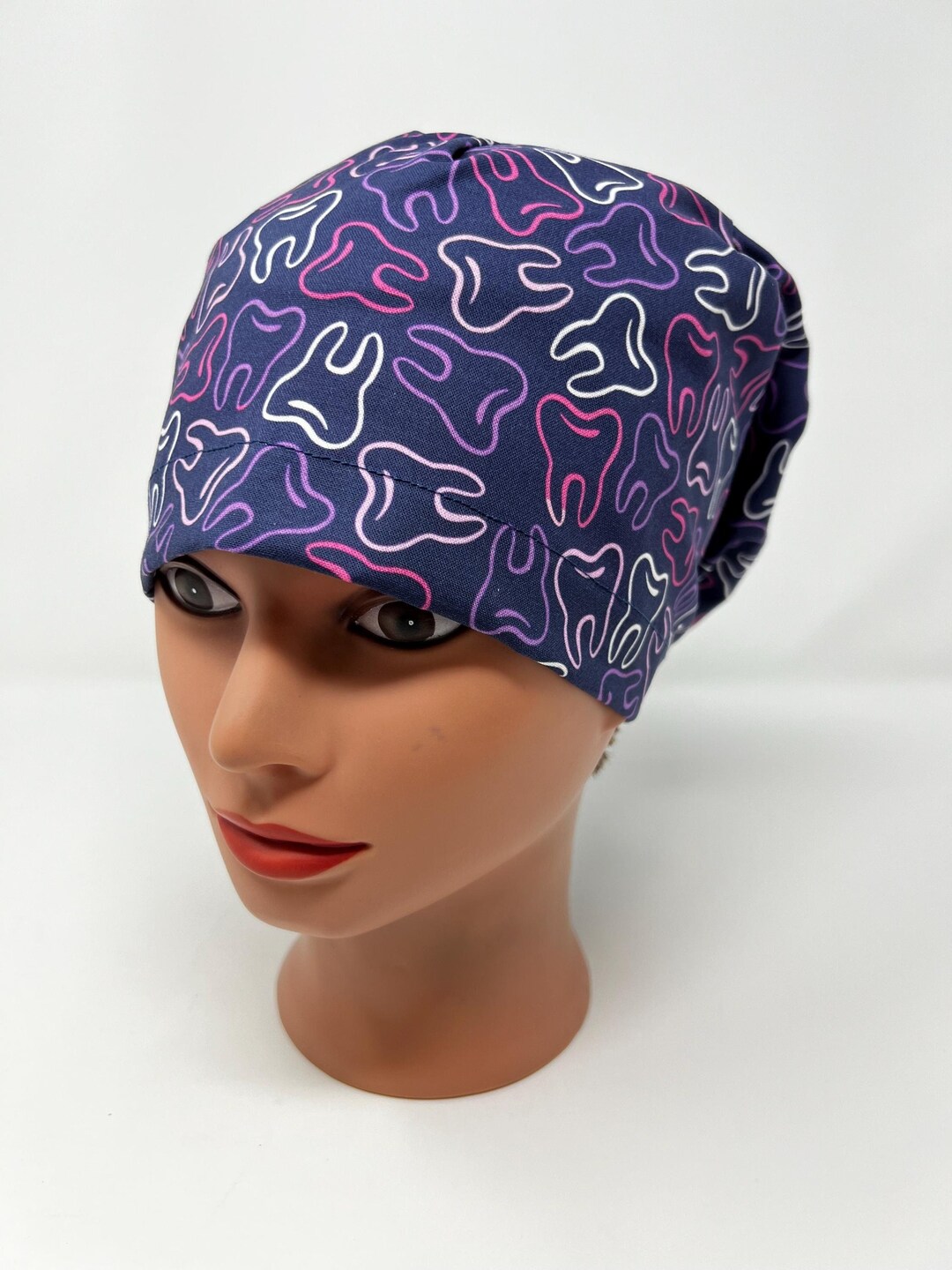 Midnight Purple Teeth Dental Scrub Cap, Euro Scrub Hat, Dental Scrub ...