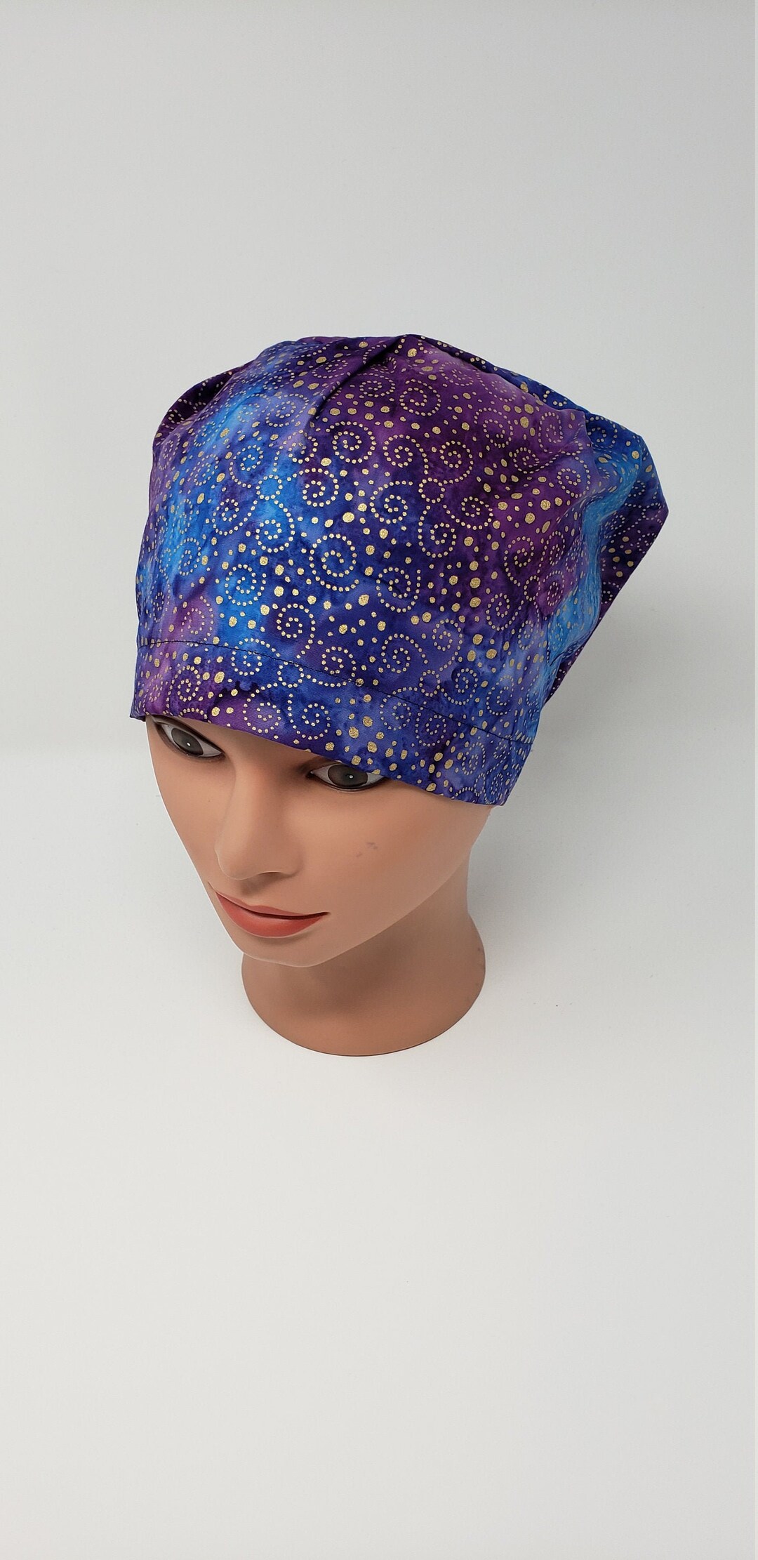 Metallic Swirl Batik Scrub Cap, Euro Scrub Cap, Nurse, Chemo Cap, Vet ...