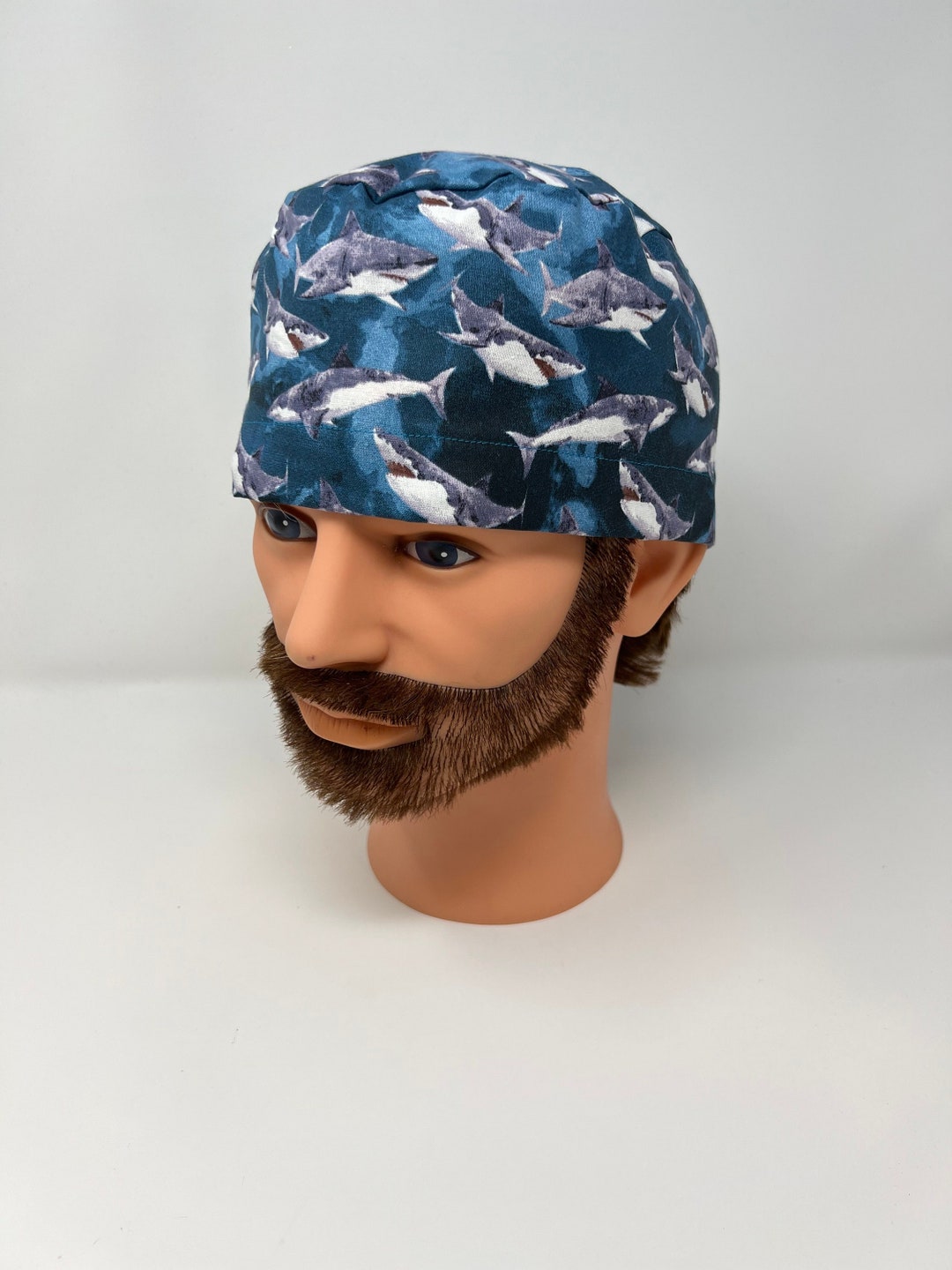 Great White Shark Mens Scrub Cap, Nurse, Chemo, Vet, Surgical Cap ...