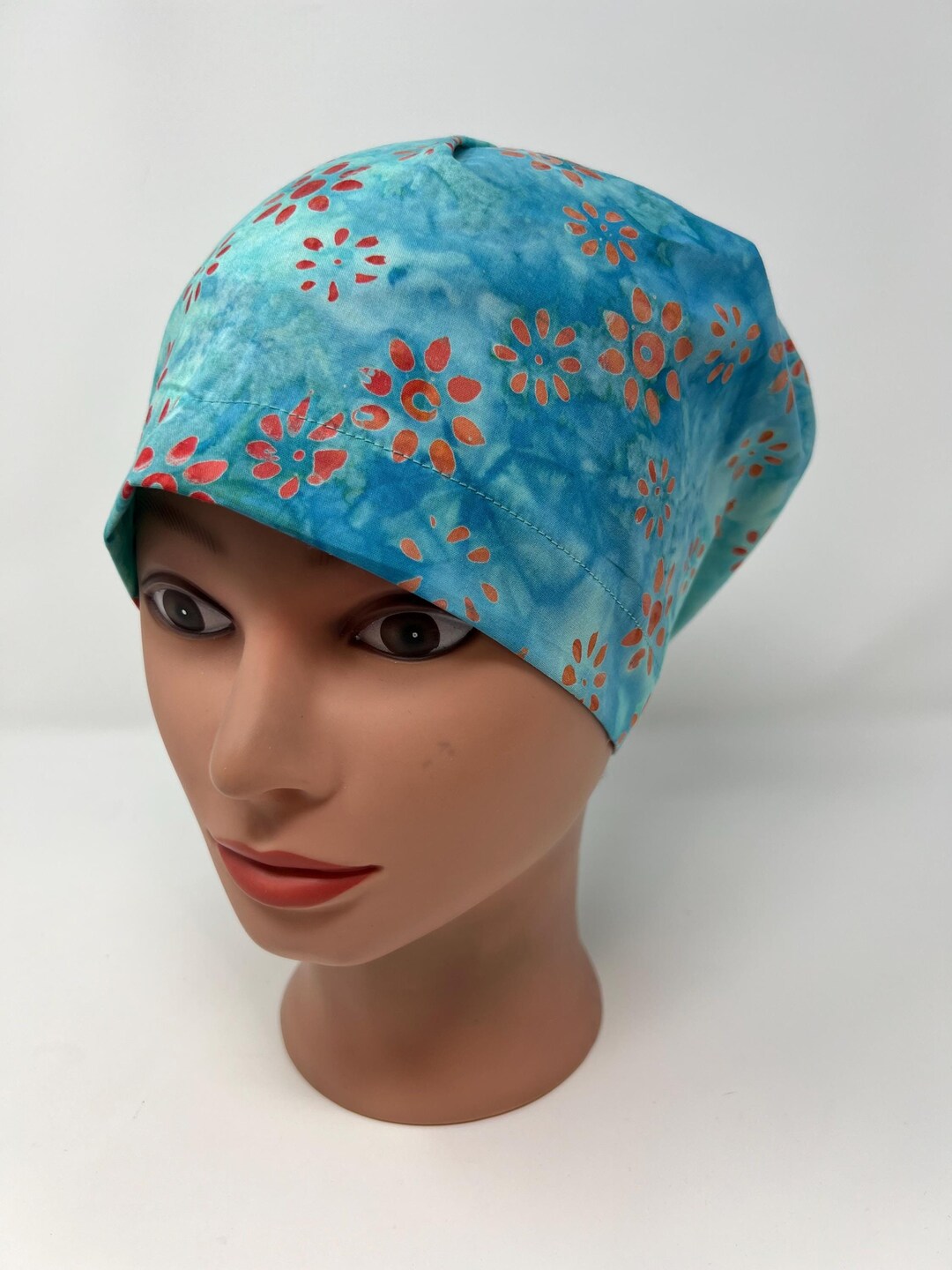 Paradise Floral Batik Scrub Cap, Batik Surgical Cap, Chemo Cap, Vet ...