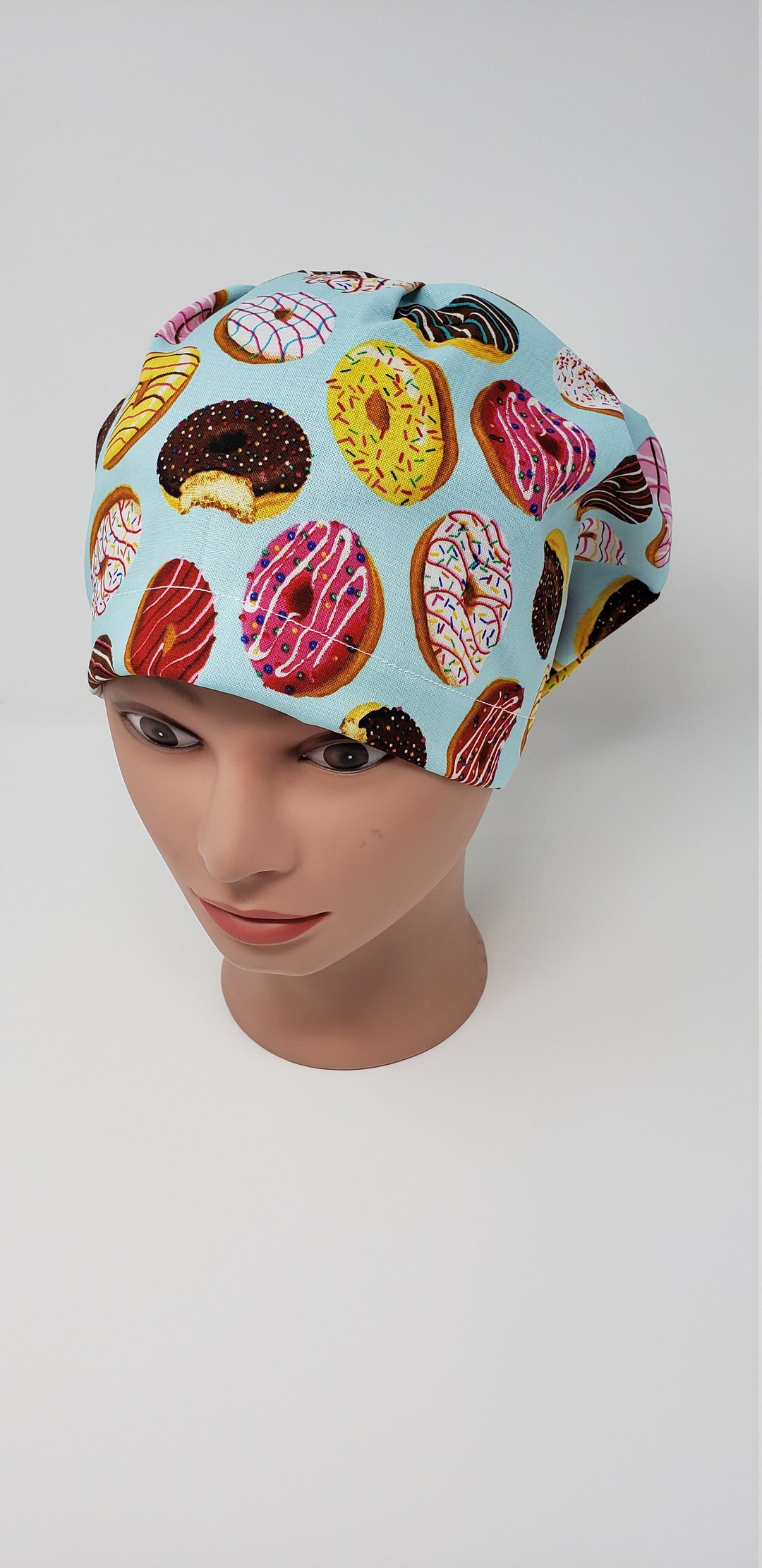 Tossed Donut Euro Scrub Cap, Euro Scrub Hat, Nurse, Chemo Cap, Vet ...