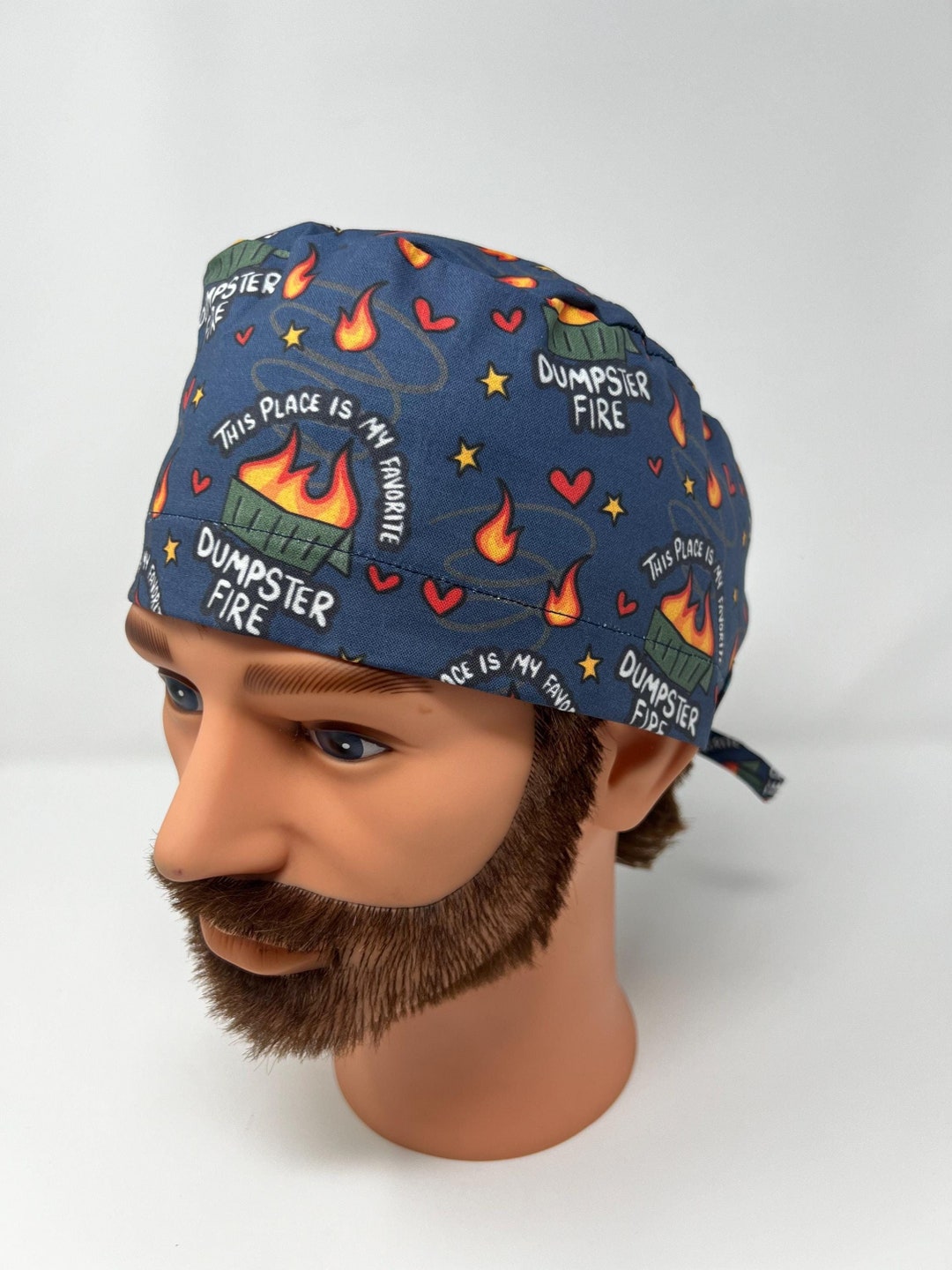 My Favorite Dumpster Fire Men's Scrub Cap, Men's Scrub Hat, Skull Cap ...