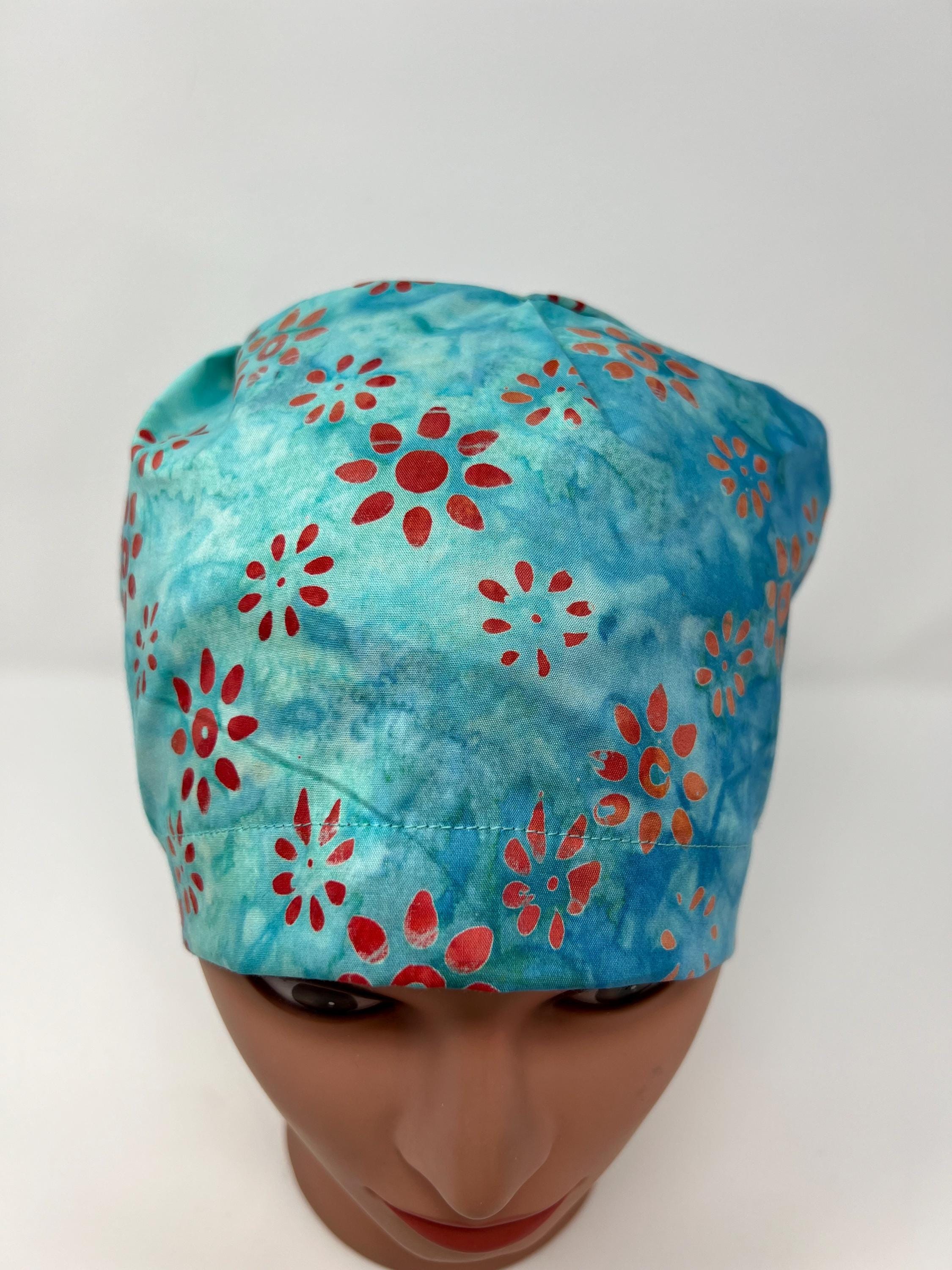 Paradise Floral Batik Scrub Cap, Batik Surgical Cap, Chemo Cap, Vet ...