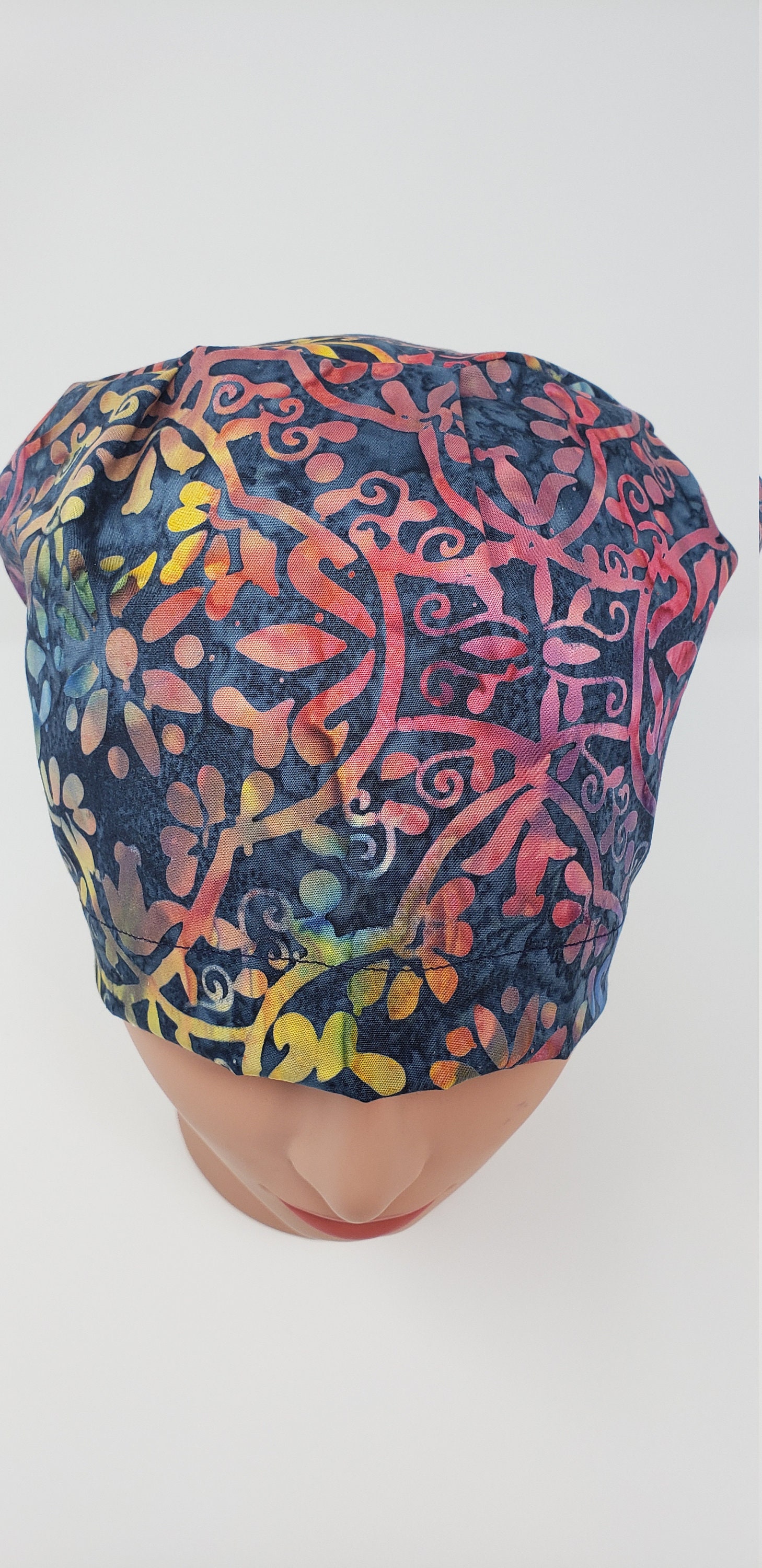 Rainbow Floral Batik Scrub Cap SMALL/CLOSE Fit Euro Scrub - Etsy