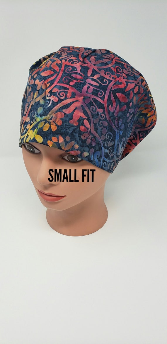 Rainbow Floral Batik Scrub Cap SMALL/CLOSE Fit Euro Scrub - Etsy