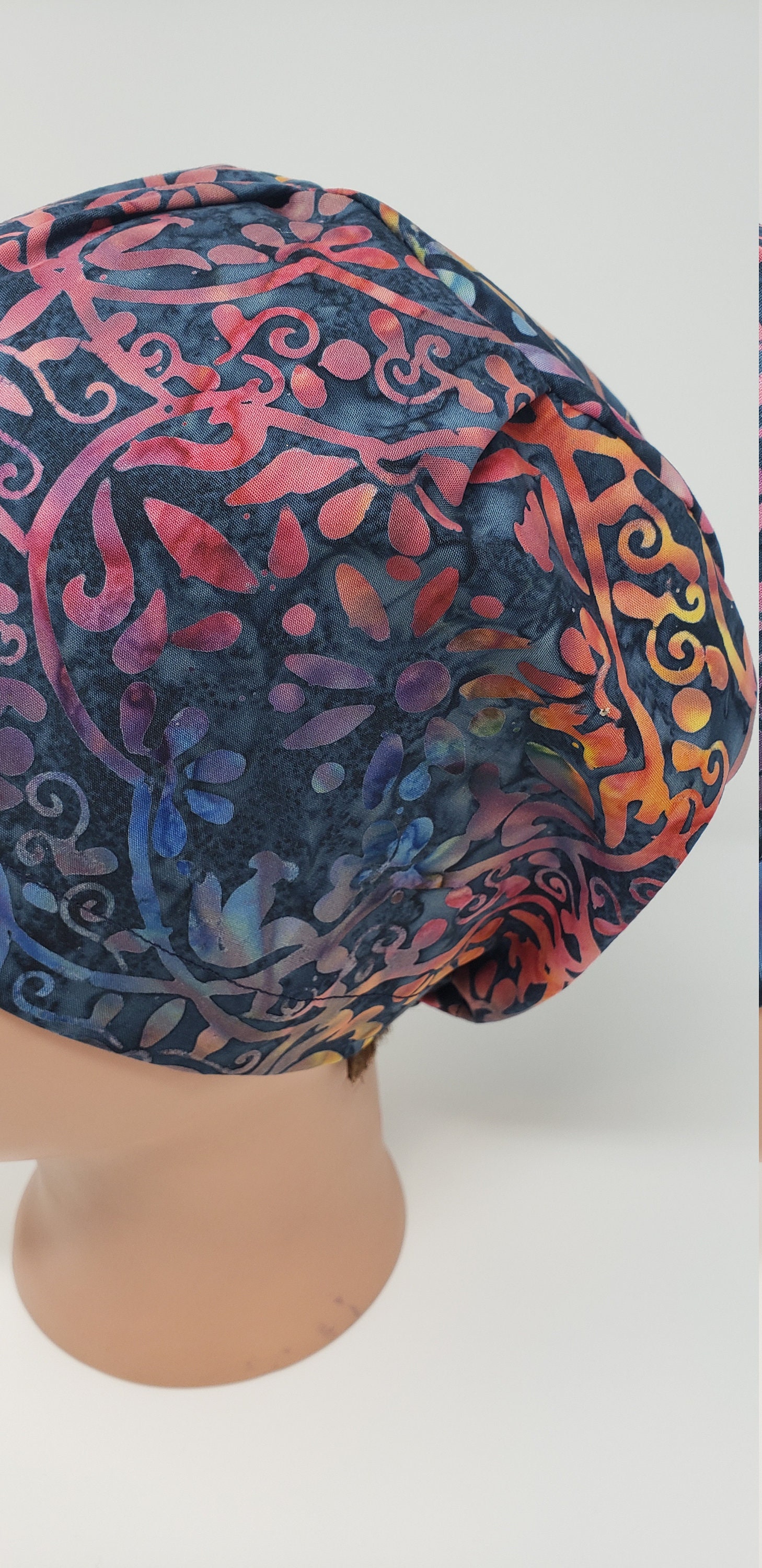 Rainbow Floral Batik Scrub Cap SMALL/CLOSE Fit Euro Scrub - Etsy