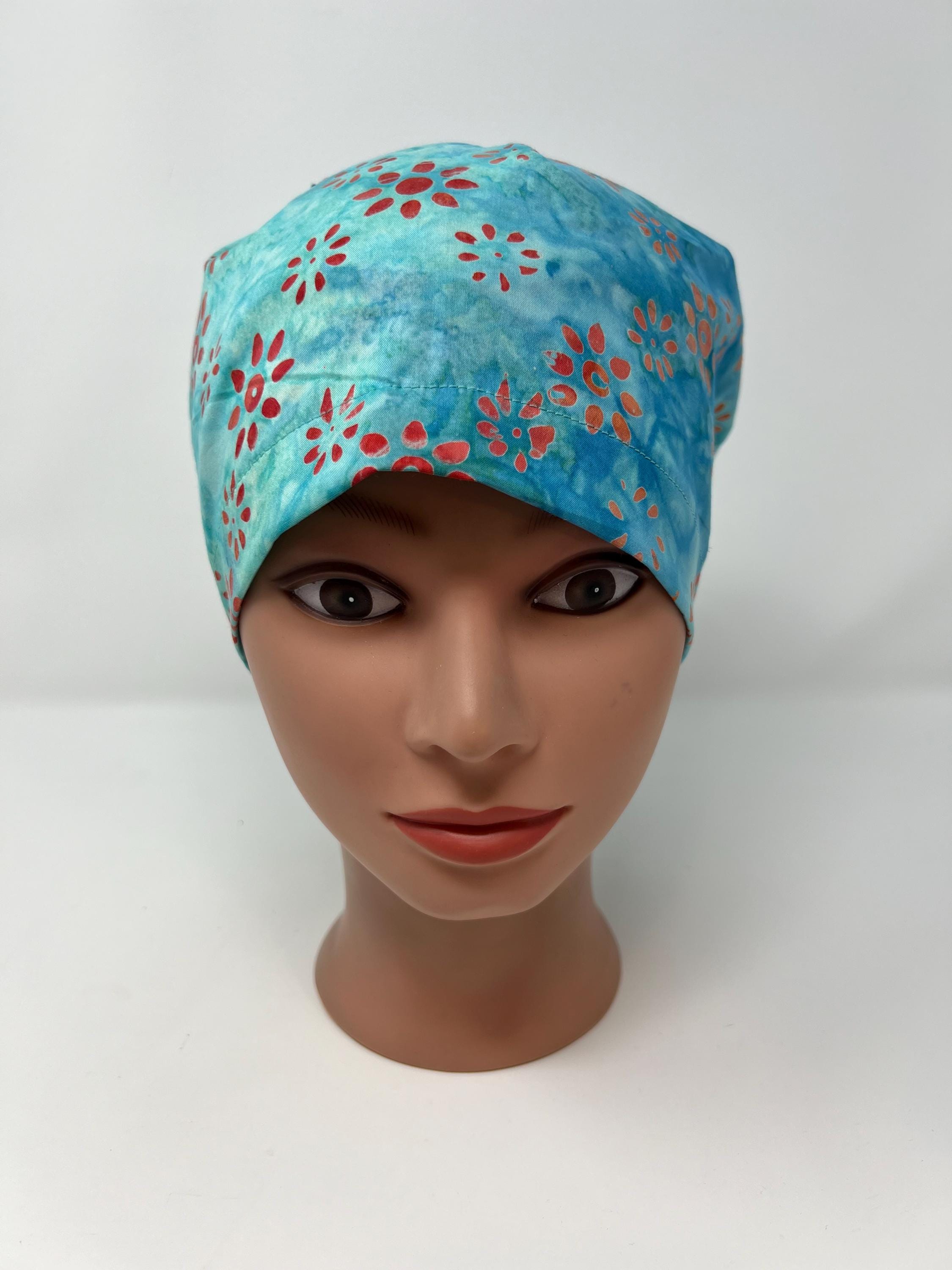 Paradise Floral Batik Scrub Cap, Batik Surgical Cap, Chemo Cap, Vet ...