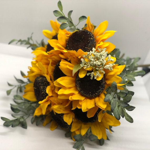 Country Sunflower Jr Bridesmaid Wedding Bouquet Handmade - Etsy