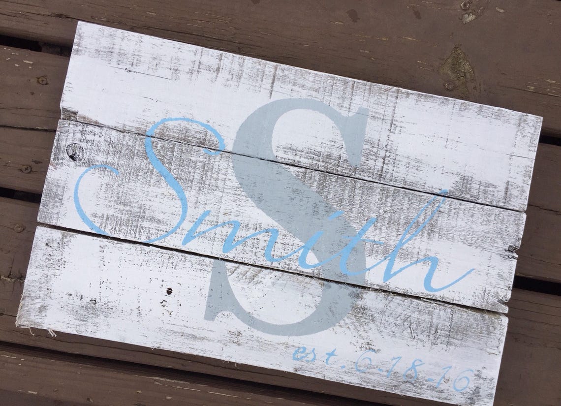 Customized Monogram Whitewashed Sign Wooden Whitewashed | Etsy