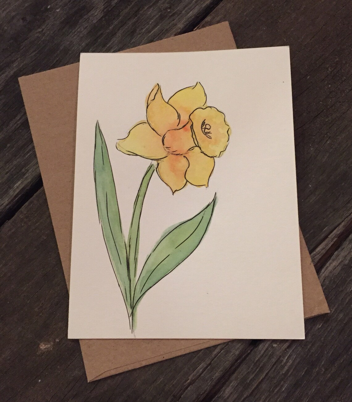 Hand Painted Watercolor Daffodil Cards Customized Cards - Etsy