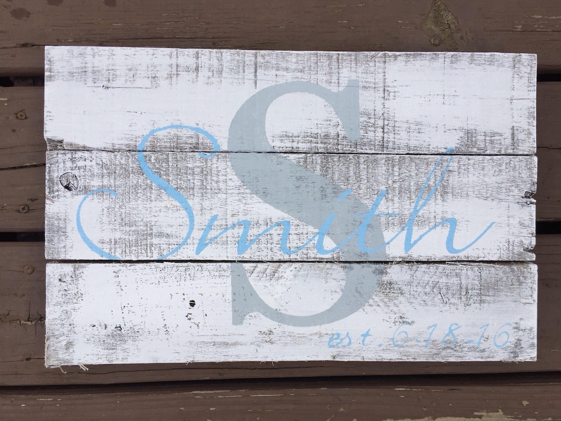 Customized Monogram Whitewashed Sign Wooden Whitewashed - Etsy