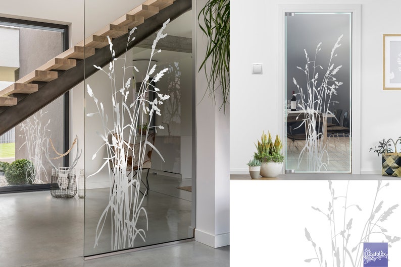 Grasses Stalks Self-adhesive Glass Decorative Film for Glass Doors ...