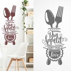Wandtattoo Bon Appetit für Küche Esszimmer Wall decal Cafe Very tasty ...