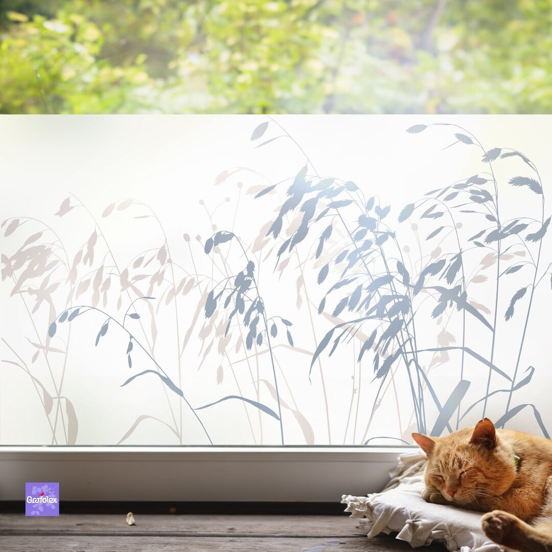 Window Film Privacy Film nature Grasses Printed Opaque Window Film ...