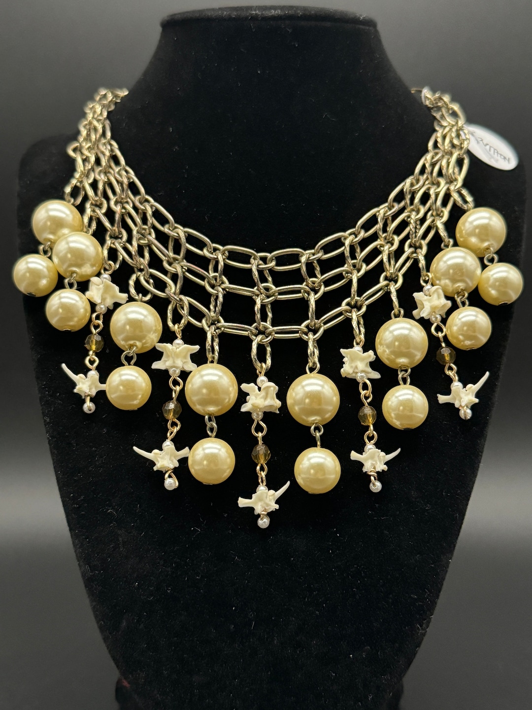 Boa Vertebrae Necklace With Faux Pearls - Etsy