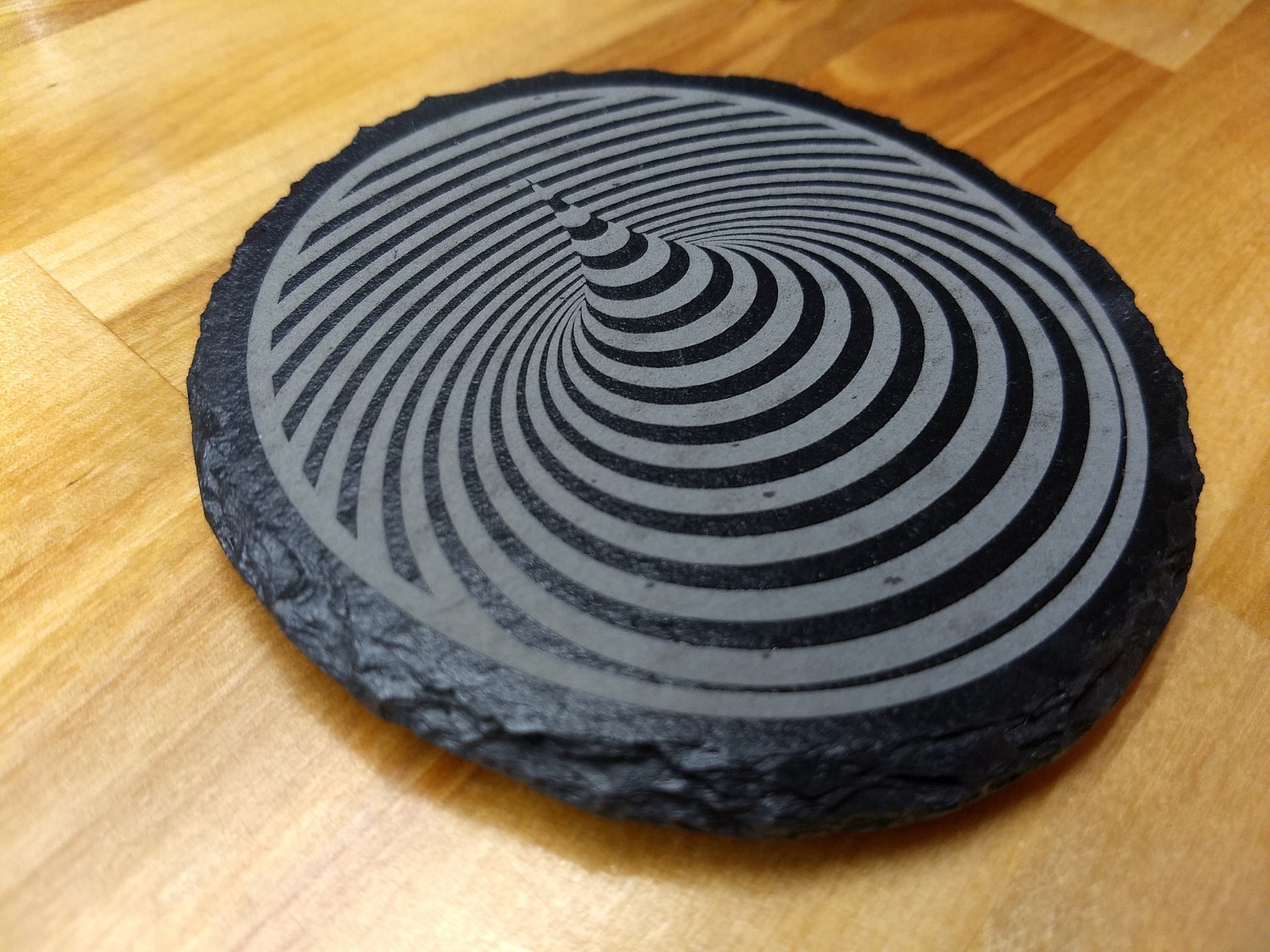 Round Slate Coasters - Engraved With Illusions and Swirls - Mix N Match ...