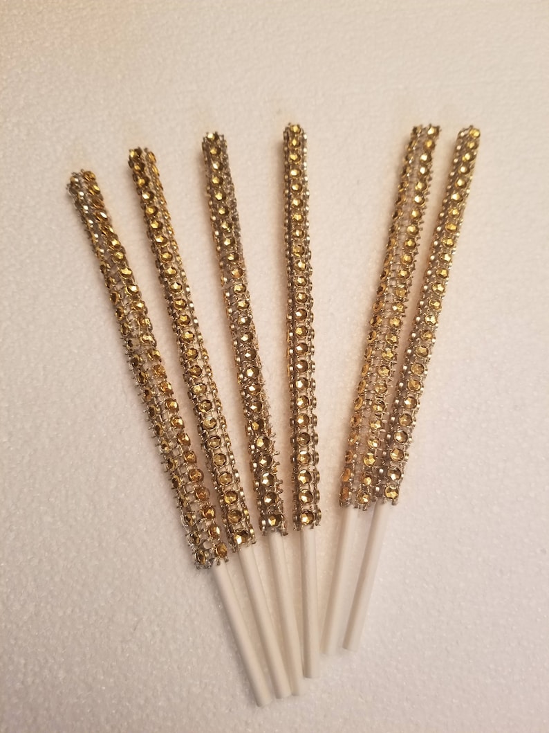 12 Ct Gold Bling Sticks, Cake Pop Lollipop Sticks, Wedding Shower ...