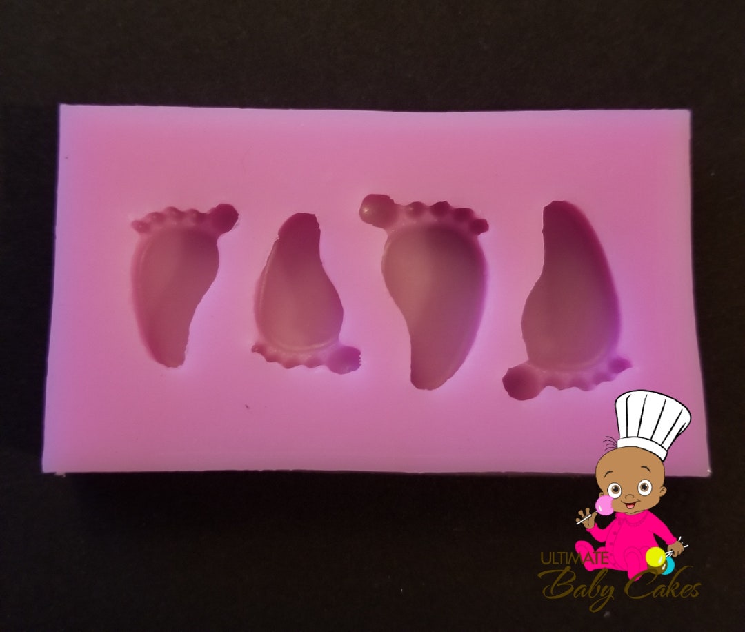 Small Mini Baby Feet Mold, 3D Silicone Fondant Cake, Baby Shower, Soap ...