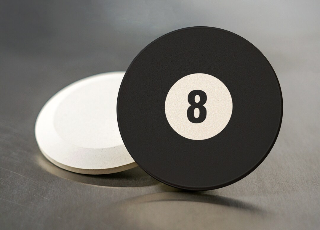 Pool Ball Car Coaster, 8 Ball, Sandstone Coasters Set of 2, Guy Gift ...