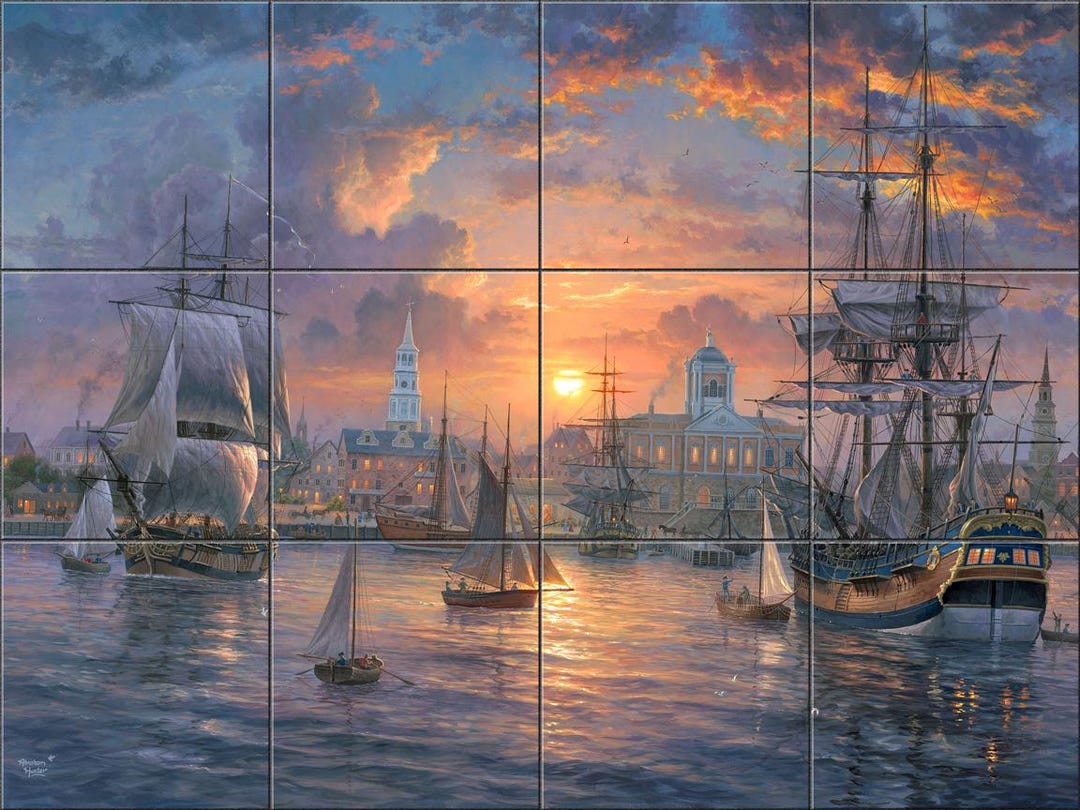 Charleston Harbor by Abraham Hunter Landscape Tile Mural Backsplash ...