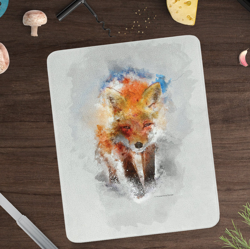 Fox Glass Cutting Board Dishwasher Safe Fox Decor Lovers | Etsy
