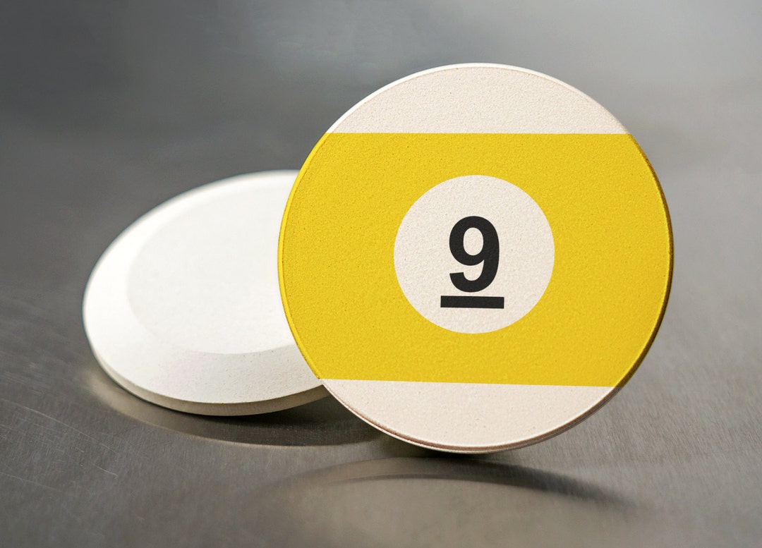 Pool Ball Car Coaster, 9 Ball, Sandstone Coasters Set of 2, Guy Gift ...