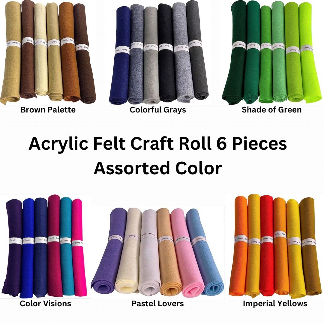 Fabricla Felt Fabric Rolls 6 Pieces Precut 12 X 18 Wide Assorted Colors ...