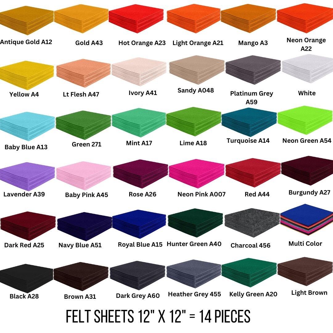 Fabricla Felt Squares 12x12 Inches Wide Felt Sheets Use Craft Felt for ...