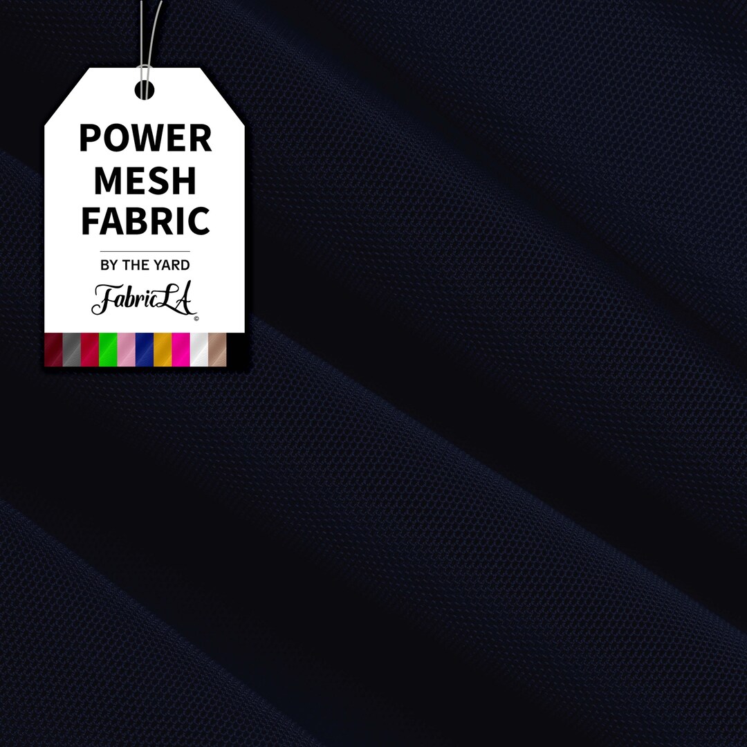 Fabricla Navy Power Mesh Fabric | 4-way Stretch Lightweight Sheer Power ...