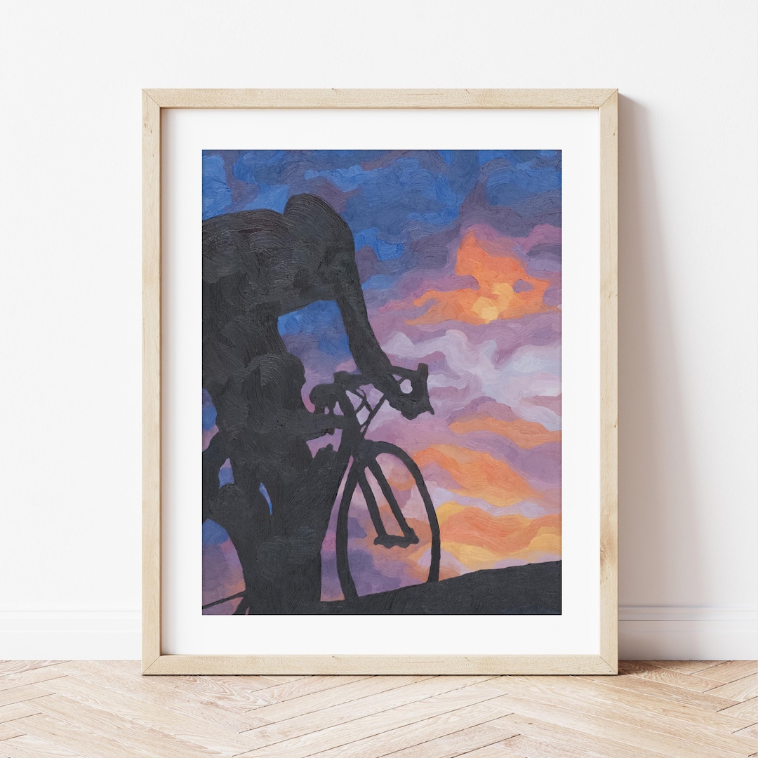 Road Bike Art Print, Sunset Cycling Wall Art, Gift for Cyclist, Vibrant ...