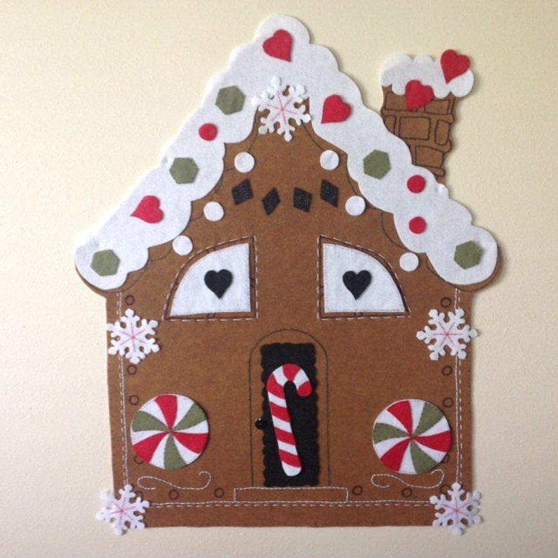 Kids Christmas Activity - Felt Gingerbread House PATTERN - Felt ...