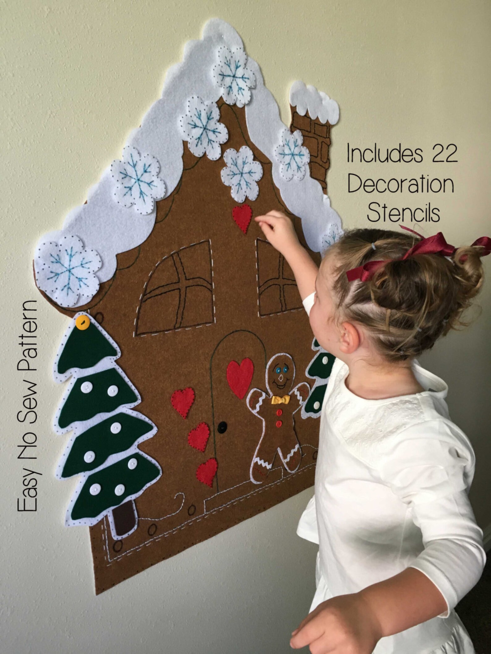 Kids Christmas Activity - Felt Gingerbread House PATTERN - Felt ...