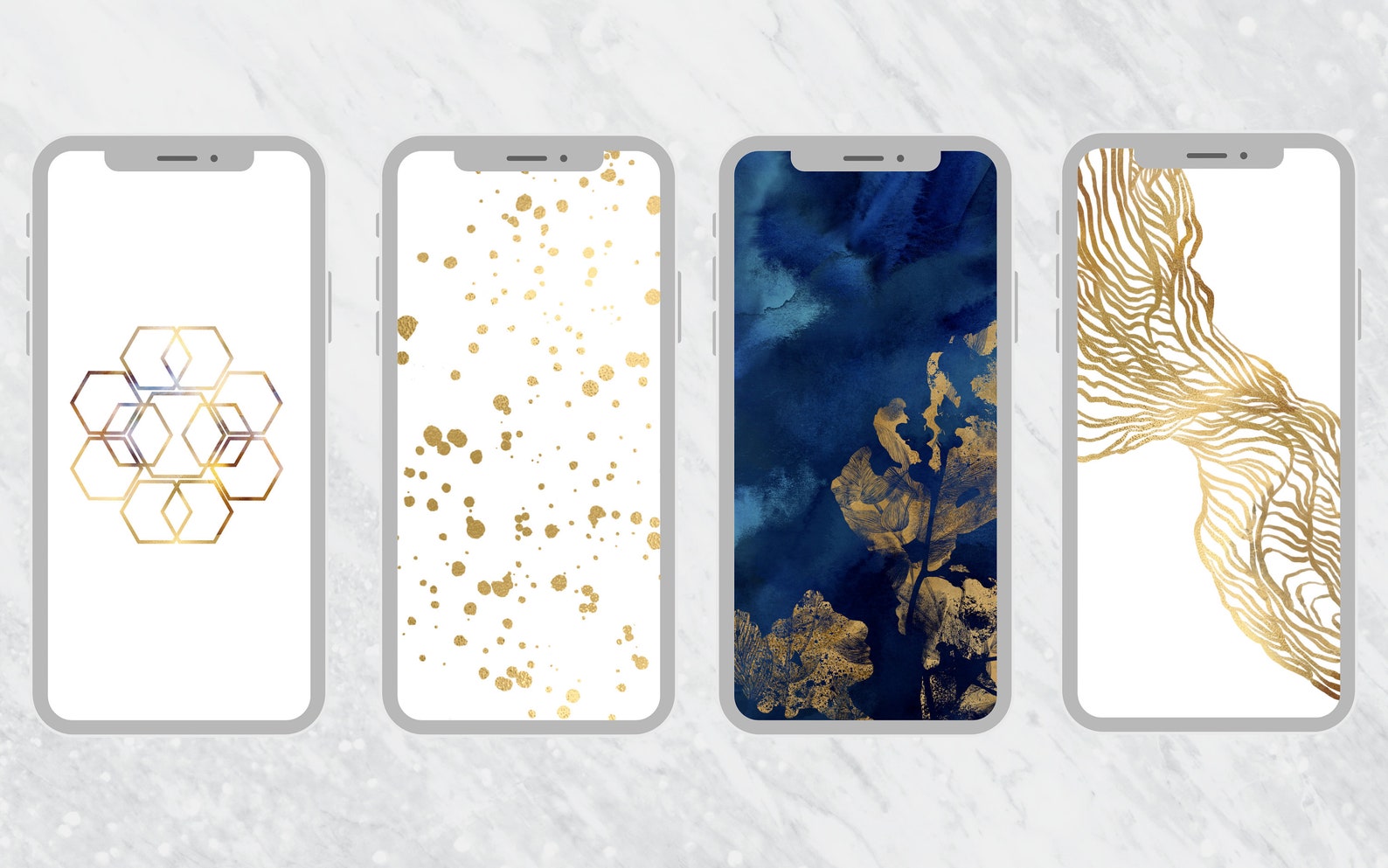 Blue and Gold Watercolor Phone Wallpaper Collection | Set of 20 ...