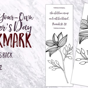 Color-your-own Mother's Day Bookmarks | Front/back | Instant Download ...