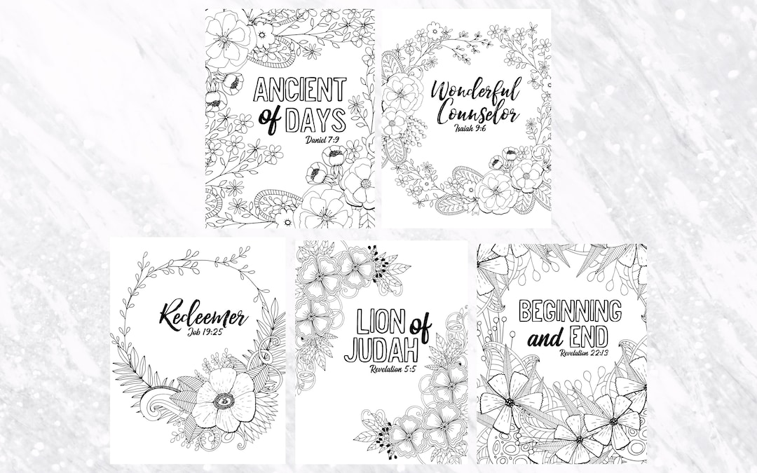 Names of God Scripture Coloring Pages | Set of 5 | Inspirational Art ...