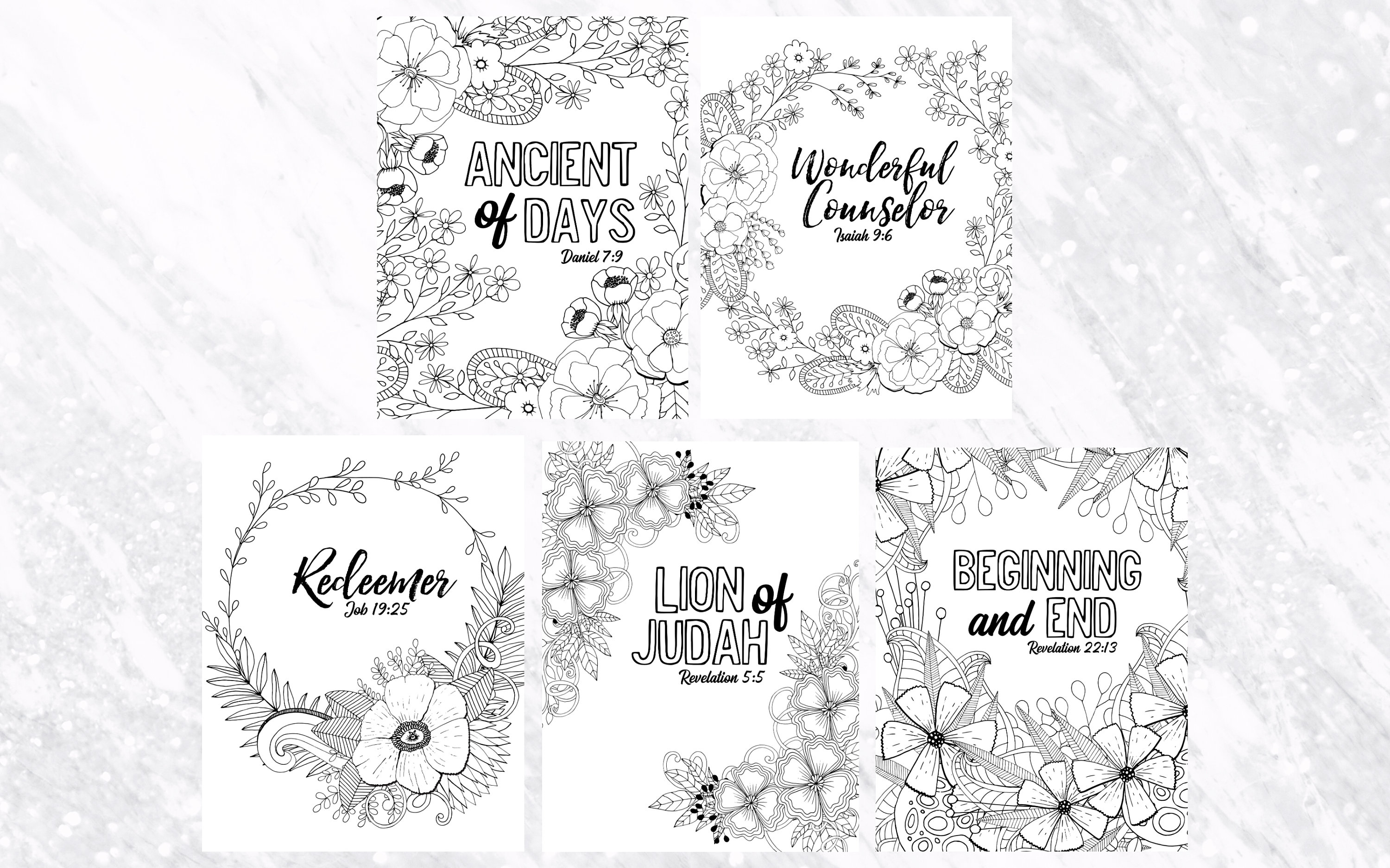 Names of God Scripture Coloring Pages | Set of 5 | Inspirational Art ...
