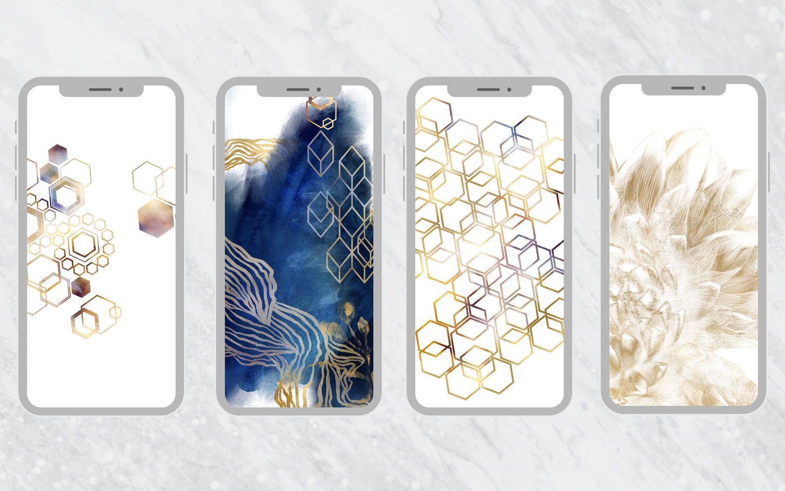 Blue and Gold Watercolor Phone Wallpaper Collection | Set of 20 ...