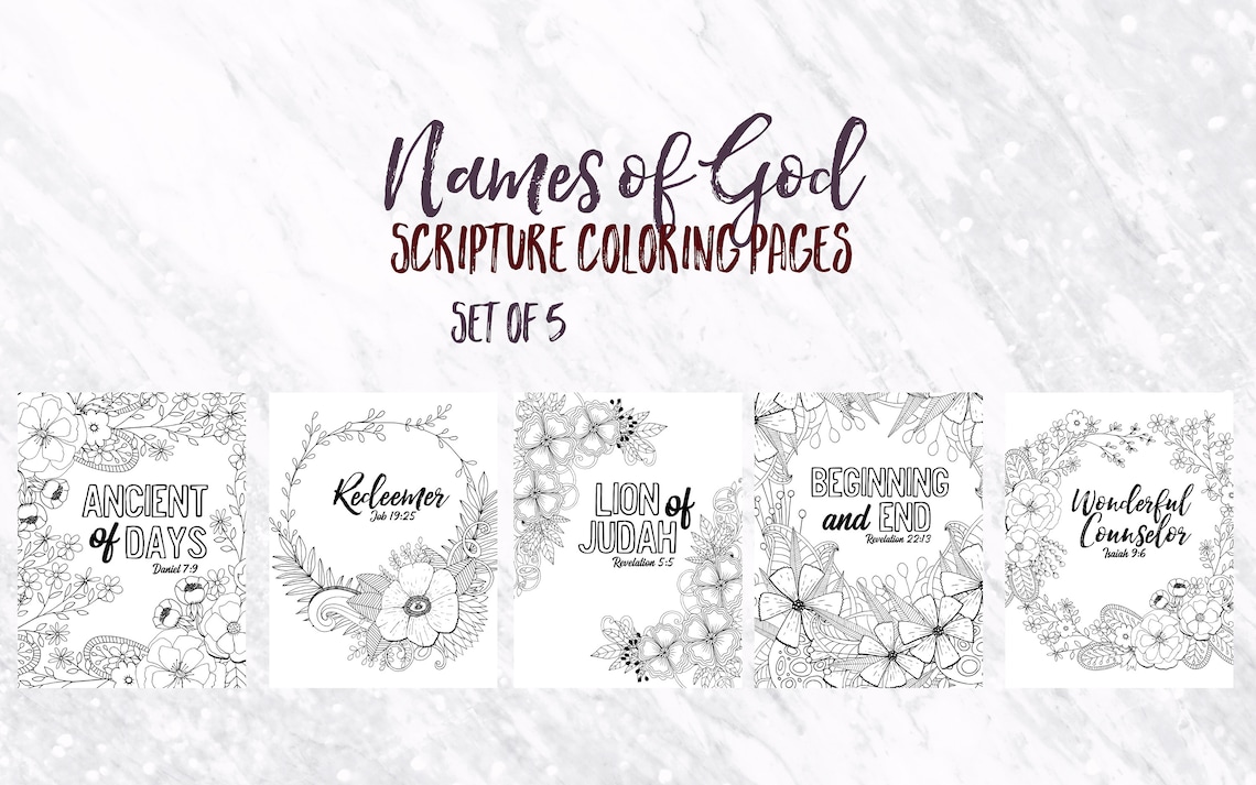 Names of God Scripture Coloring Pages | Set of 5 | Inspirational Art ...