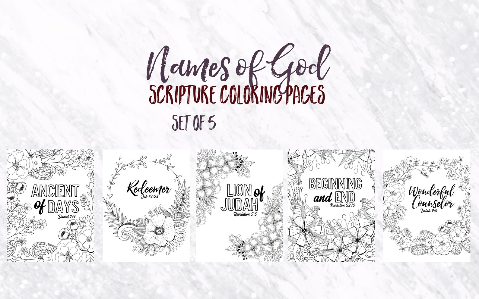 Names of God Scripture Coloring Pages | Set of 5 | Inspirational Art ...