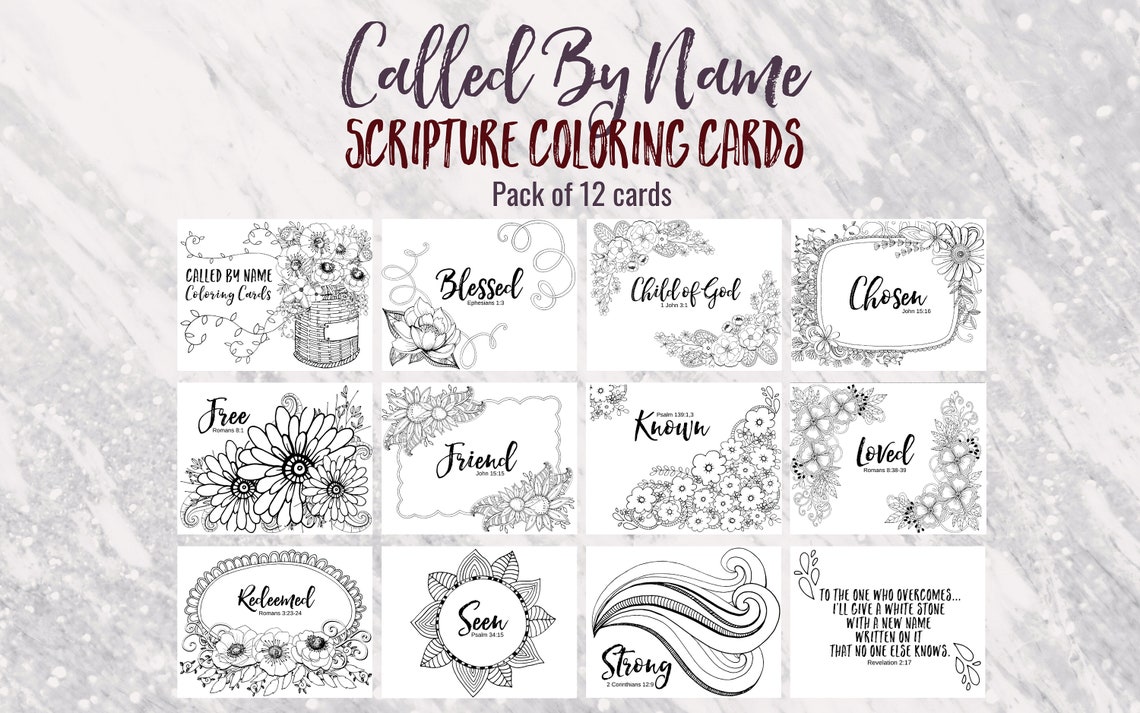 Called by Name Scripture Coloring Cards: Inspirational Art (set of 12 ...
