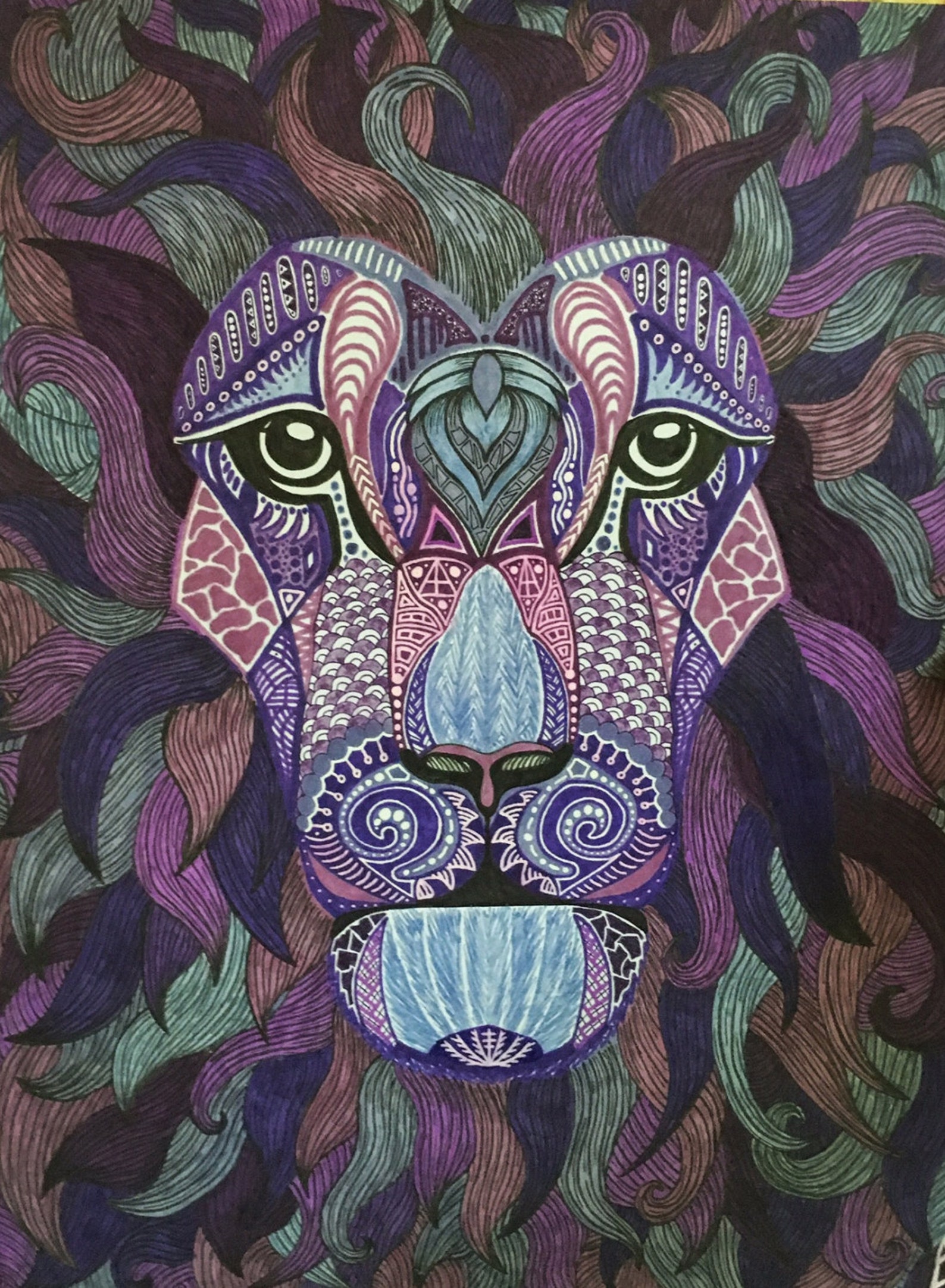 Lion Print | Zentangle | Zentangle Lion Print | Digital Print | Digital ...