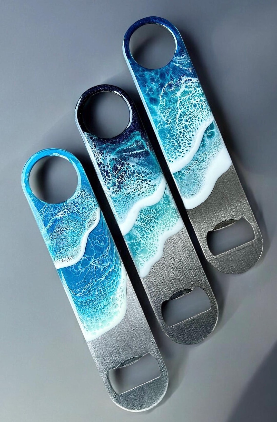 Stainless Steel Epoxy Resin Bottle Opener, Ocean Wave Bottle Opener ...